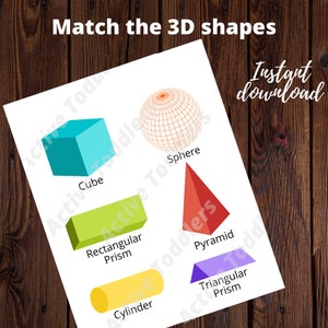 3D Shapes matching Toddler activity Learning activity for | Etsy