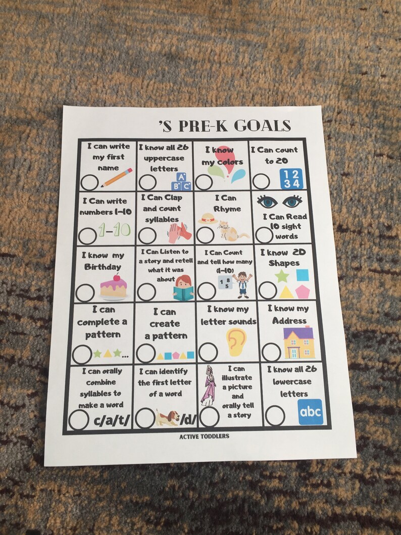 Pre K Goals Checklist, Preschool Goals, Chores, Toddler Activities ...