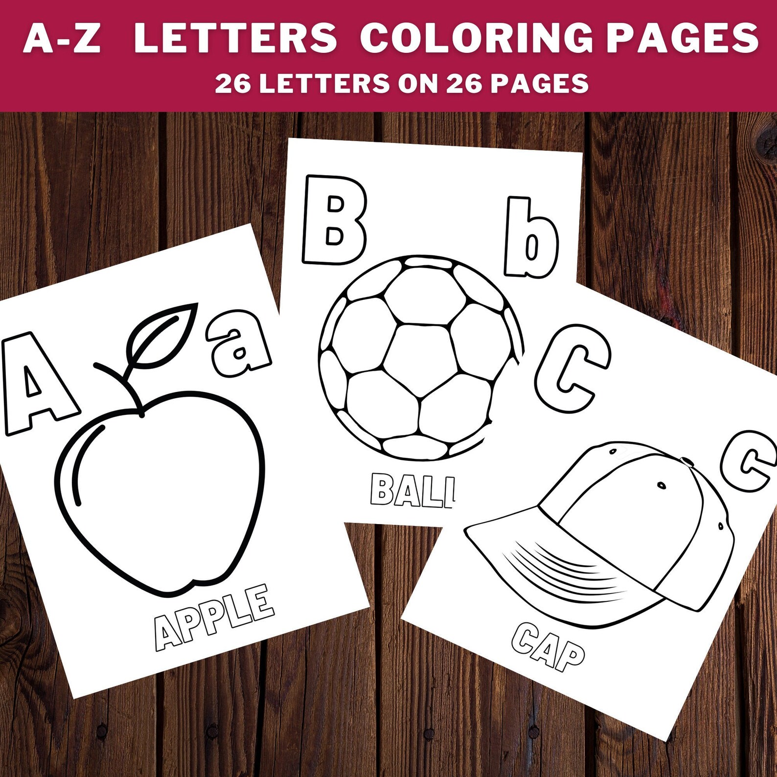 A-Z Letters Coloring Pages Kids Activity Coloring Pages - Etsy