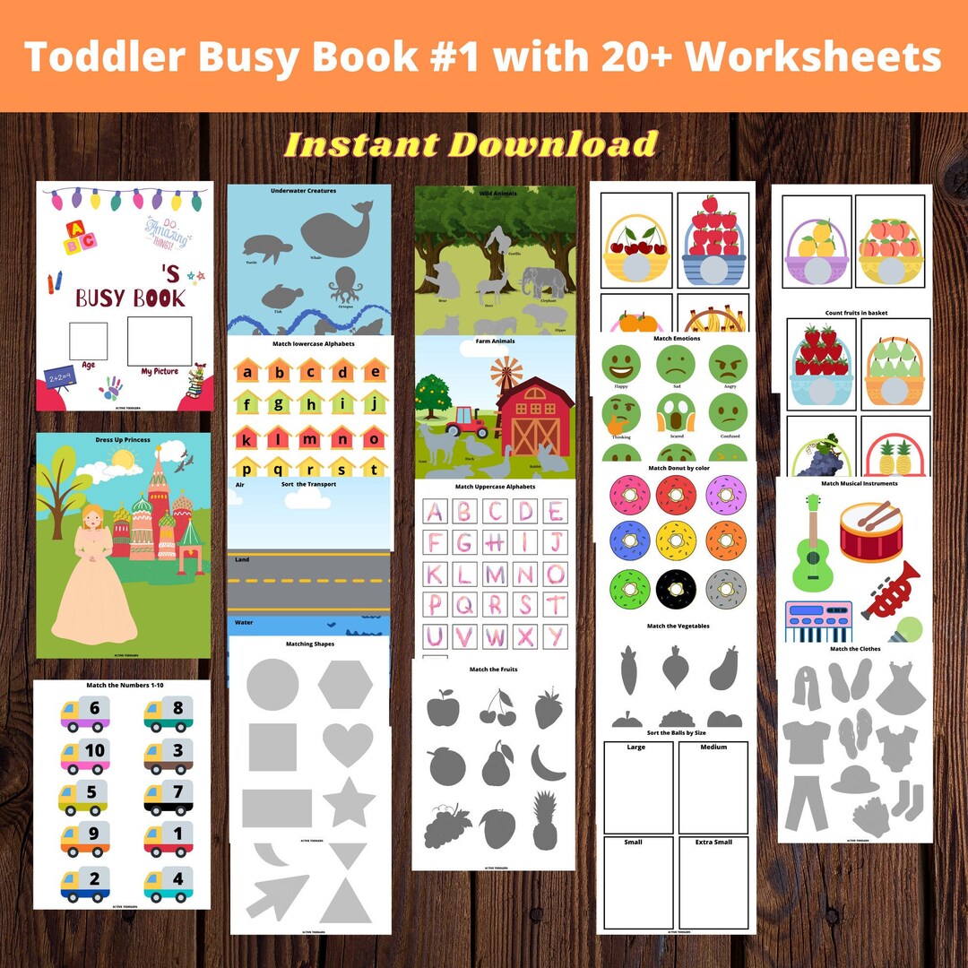 Busy Book for Kids Printable for Toddlers Learning Folder - Etsy