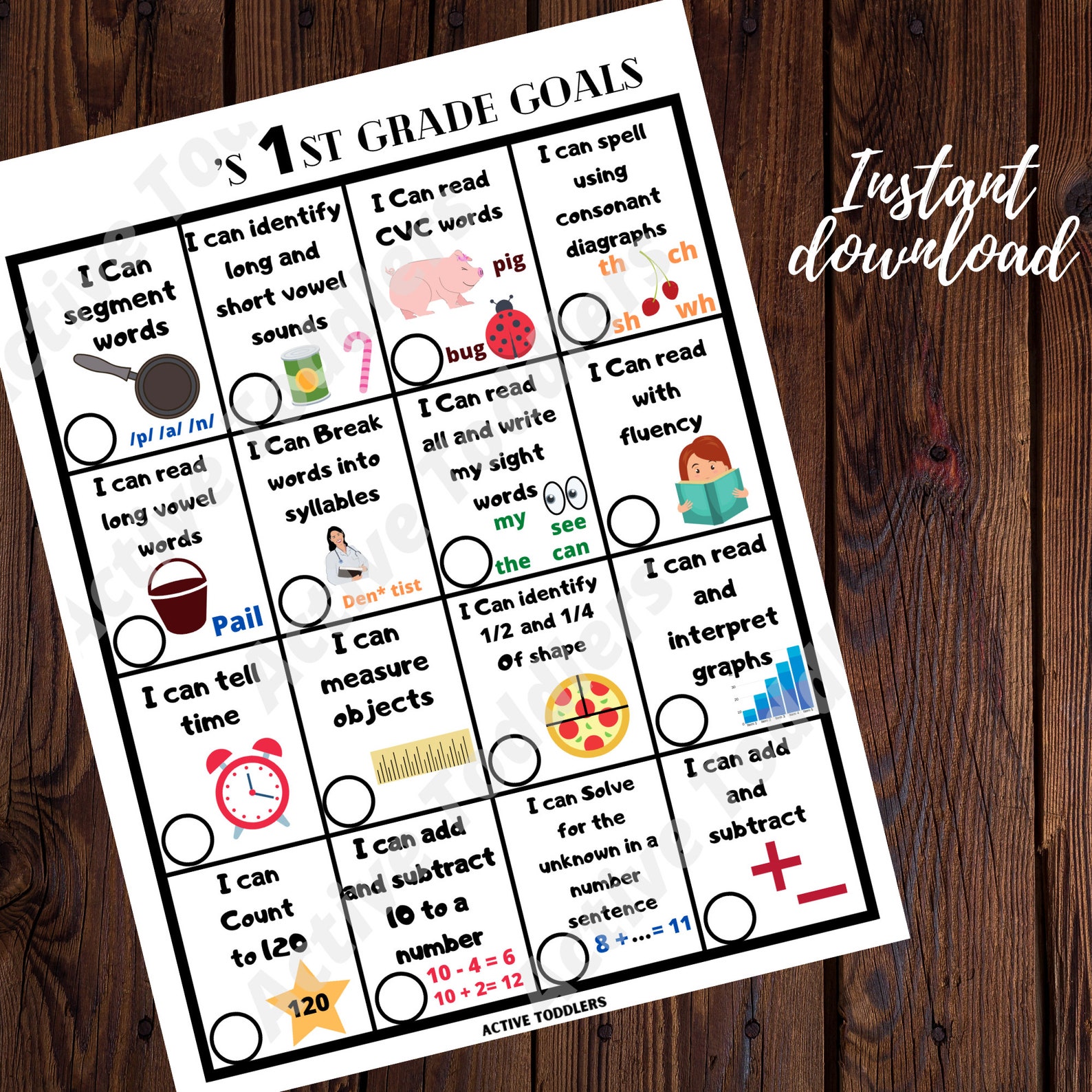 1st Grade Goals Checklist Kids First Grade Goals Chores - Etsy