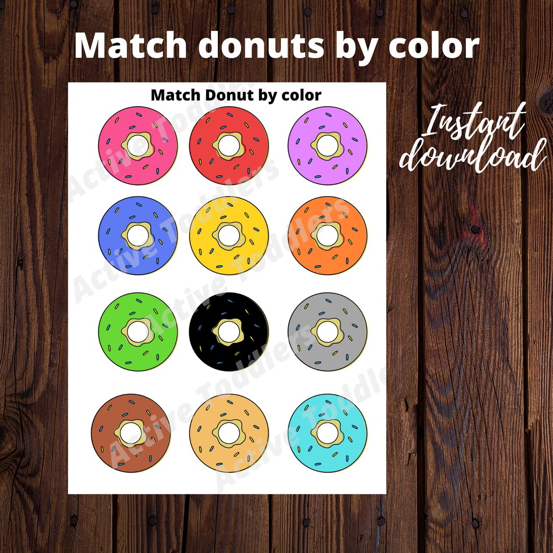 Match donut by colorToddler activities match by color | Etsy