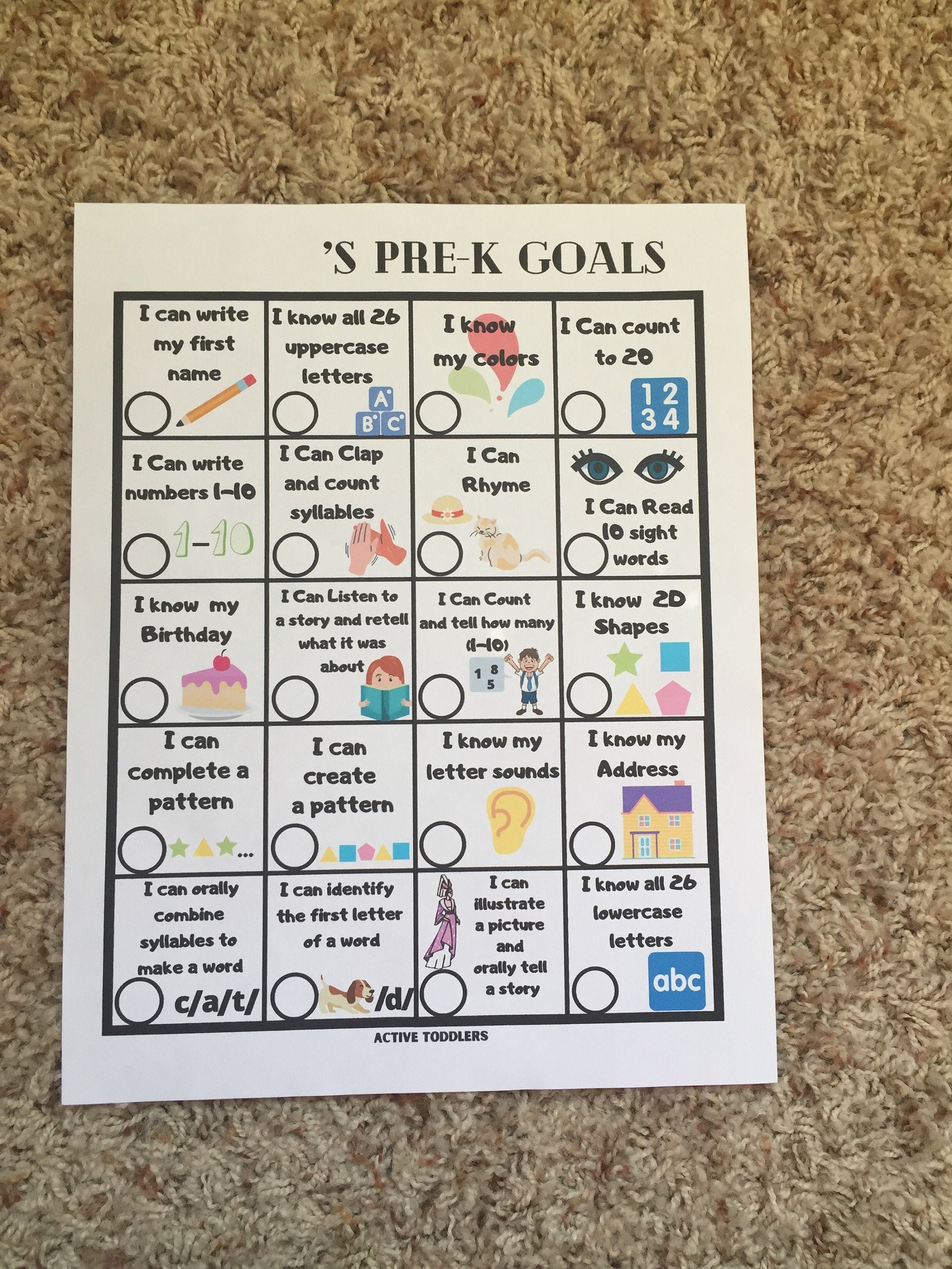 Pre K Goals Checklist, Preschool Goals, Chores, Toddler Activities ...