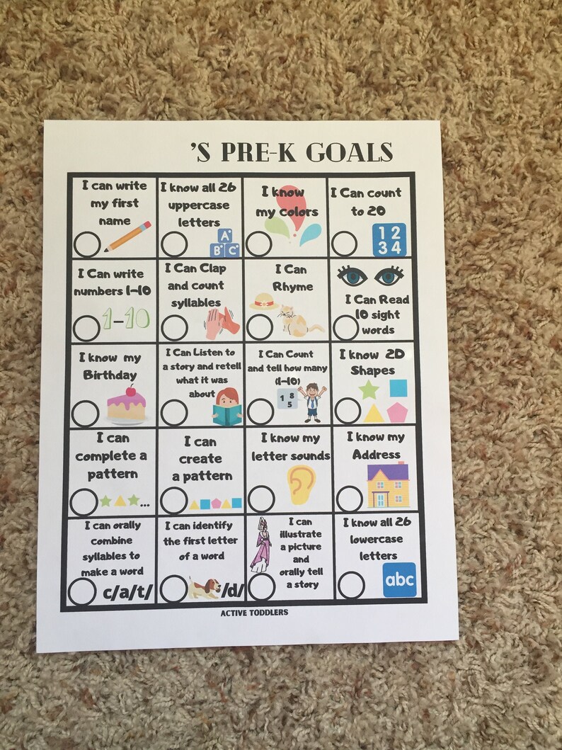 Pre K Goals Checklist, Preschool Goals, Chores, Toddler Activities ...