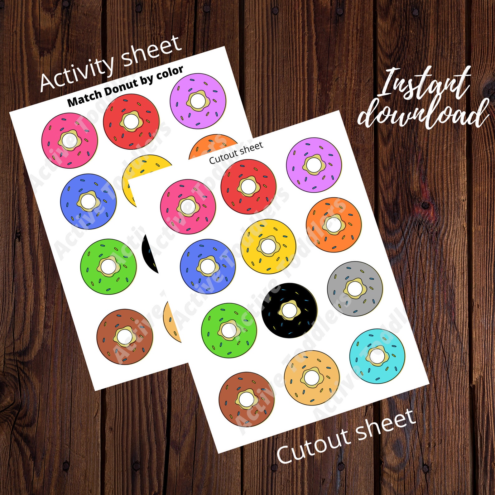 Match donut by colorToddler activities match by color | Etsy