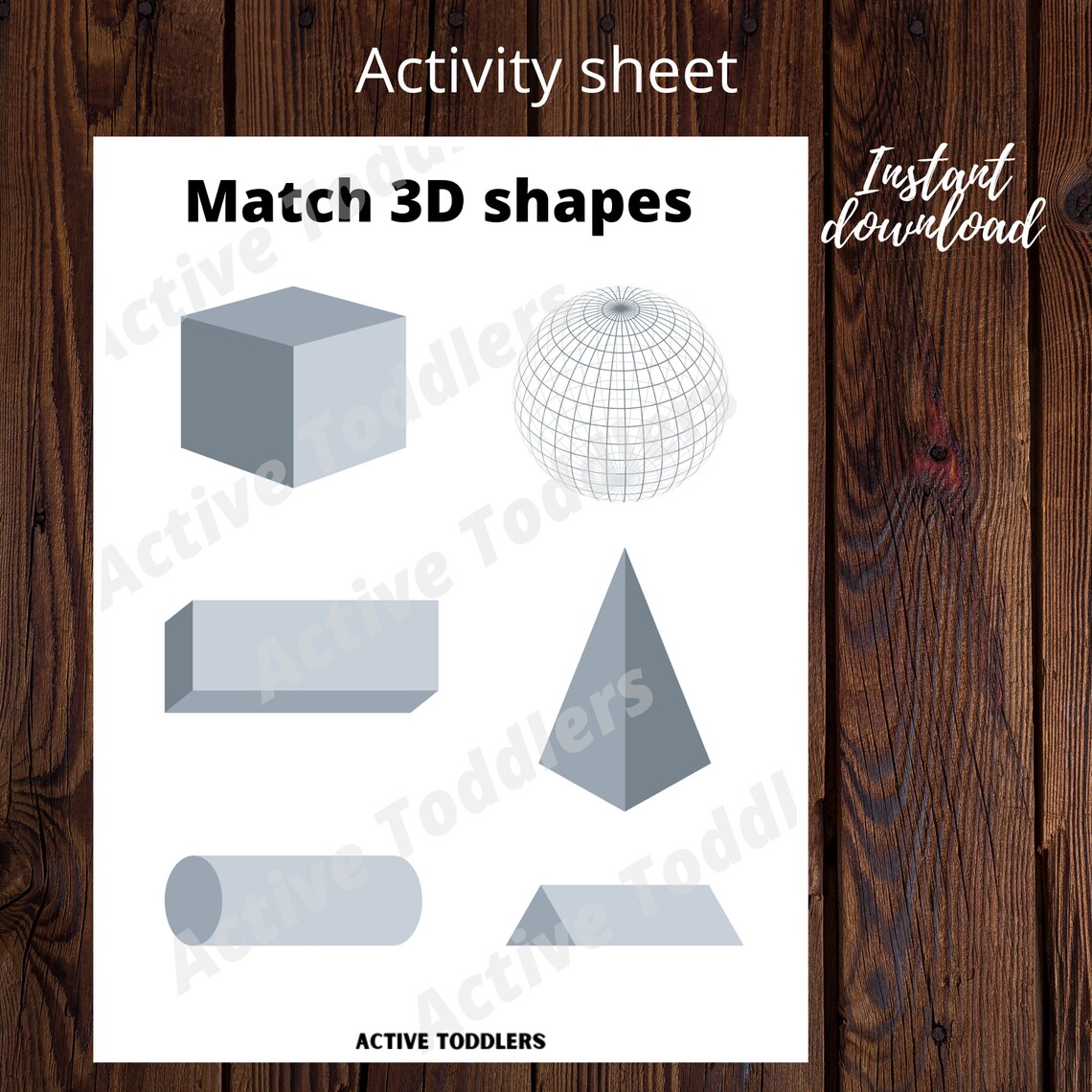 3D Shapes matching Toddler activity Learning activity for | Etsy