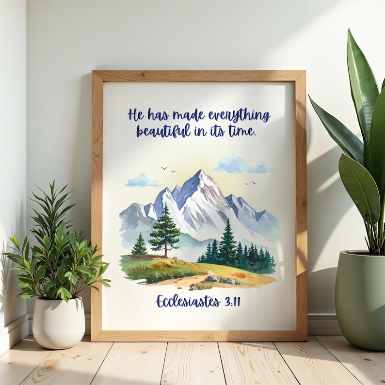 Nature Art Mountain Scene for Christian Home - Bible Verse Print ...