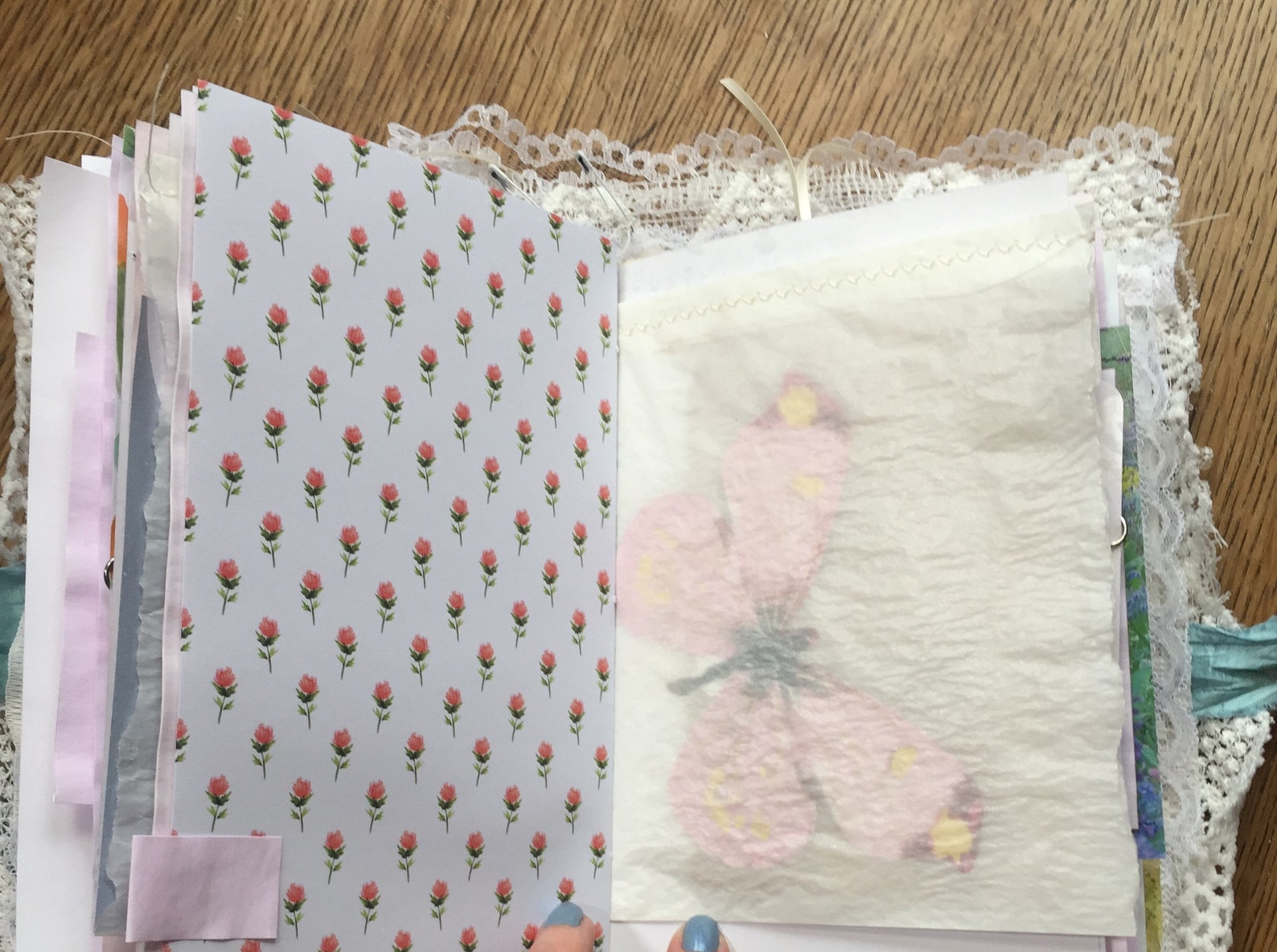 Beautiful Lace Covered Journal With Sari Silk Ribbon Closure ...
