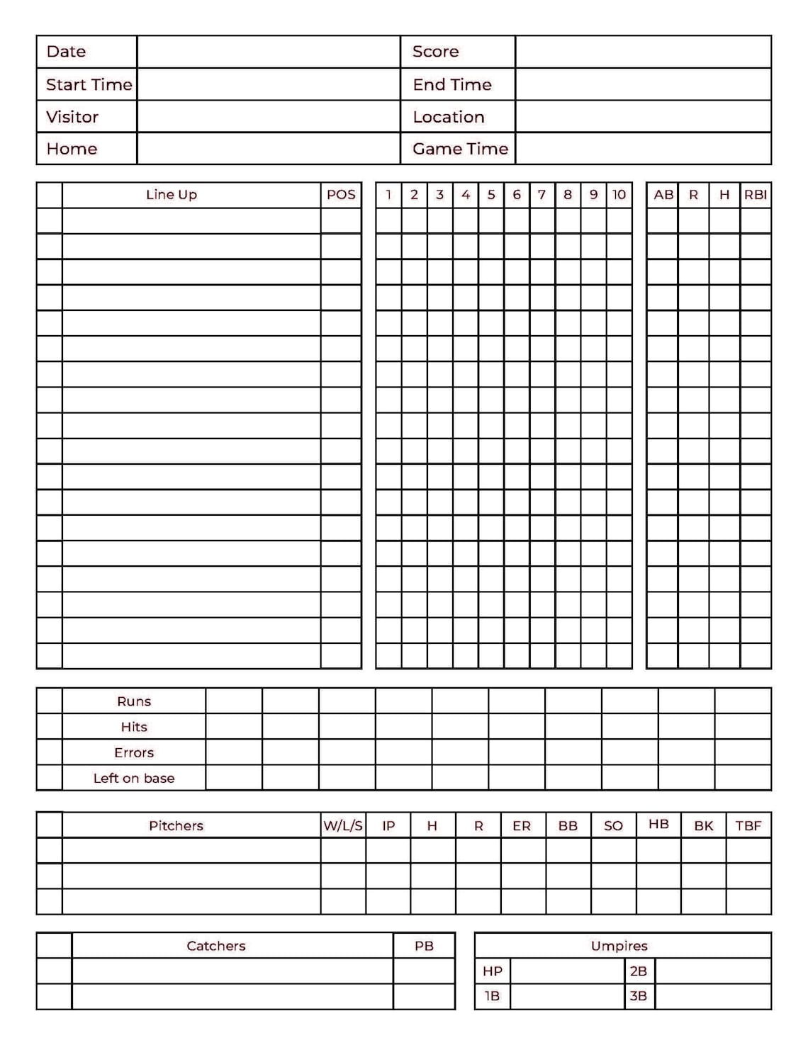 Baseball Playbook / Printable Playbook Pages - Etsy
