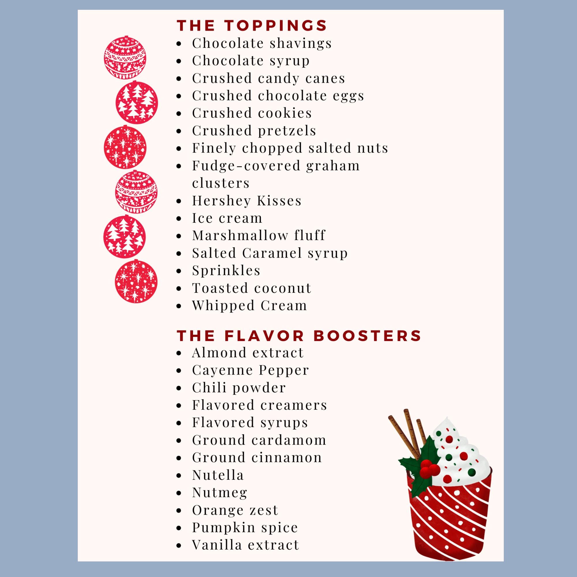 Hot Chocolate Bar Checklist (digital Download) | Instant Download - Etsy