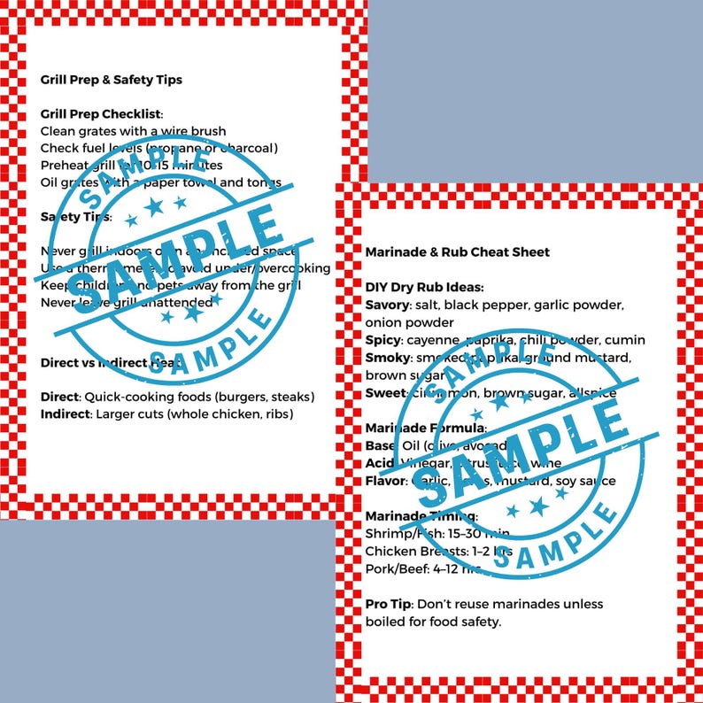 Grilling Time and Temperature Chart Printable, BBQ Cheat Sheet With ...
