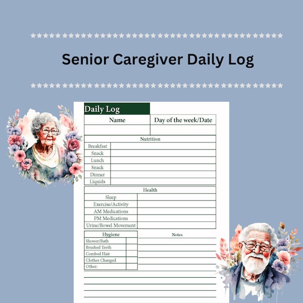 Caregiver Senior Log - Etsy