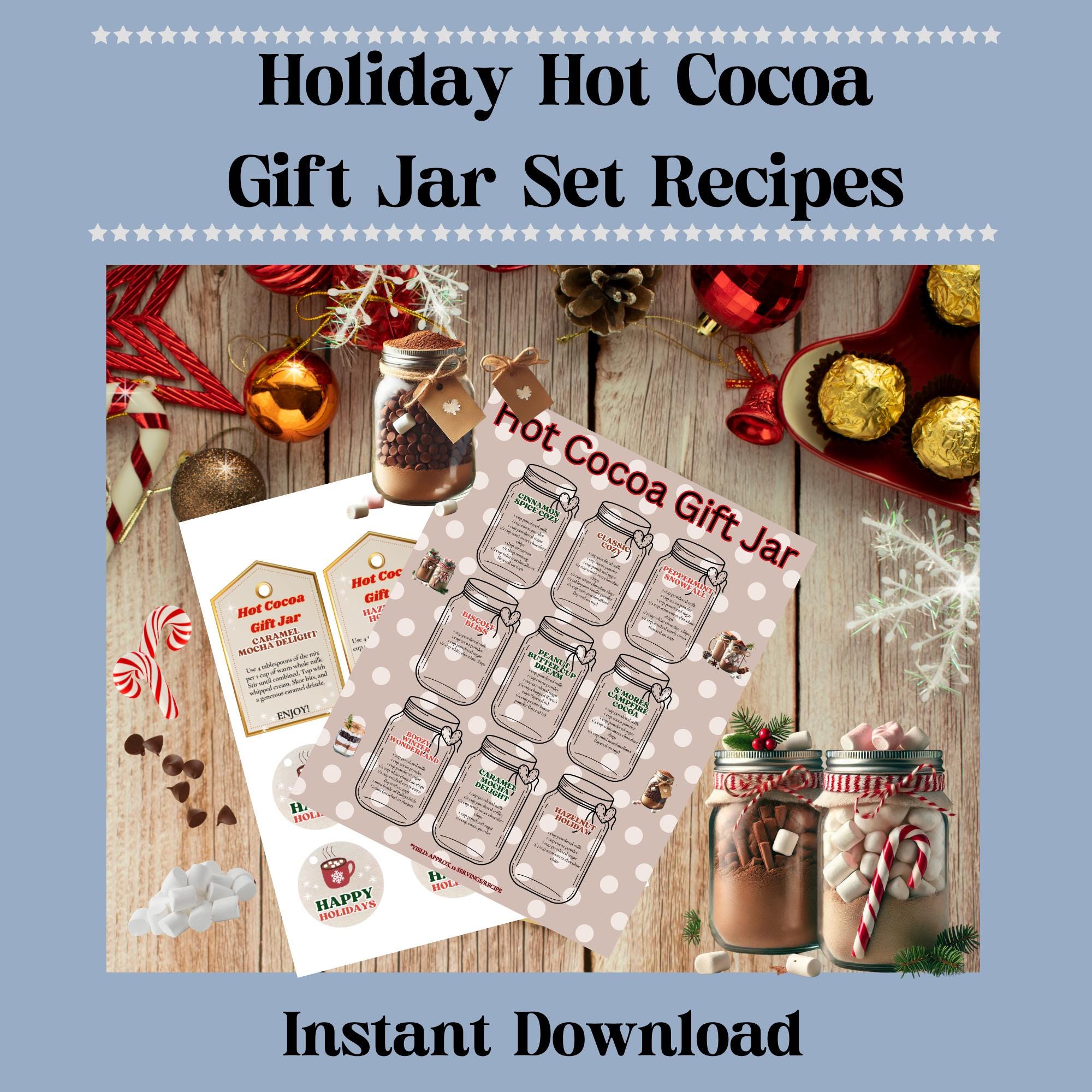 DIY Hot Cocoa Gift Set With 9 Flavors and Printable Tags - Etsy