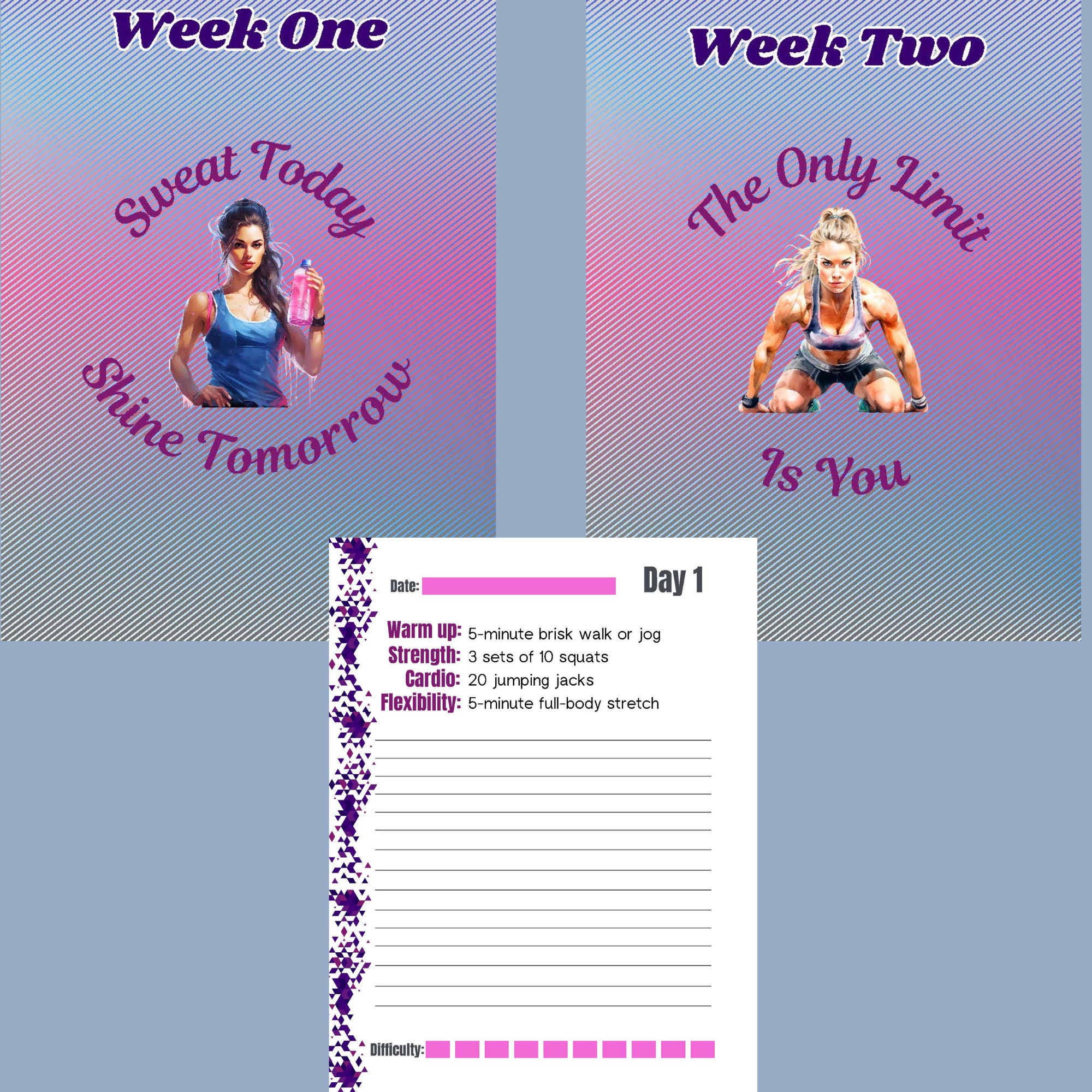 30-day Fitness Routine With Motivational Challenges and Trackers - Etsy