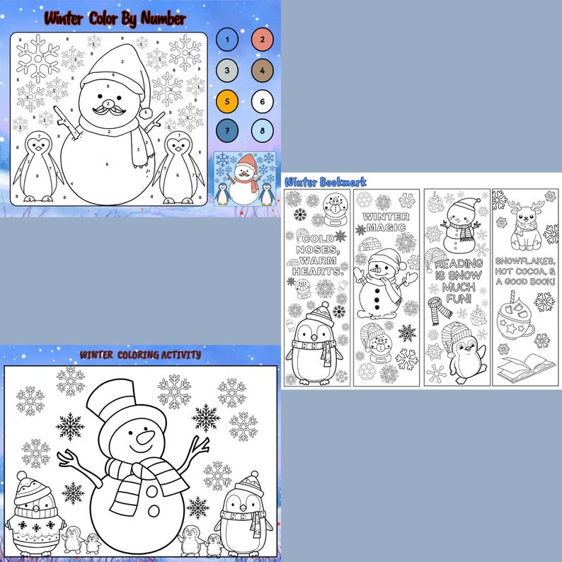 Printable Winter Activity Bundle for Kids - Snowman Crafts, Coloring, I ...