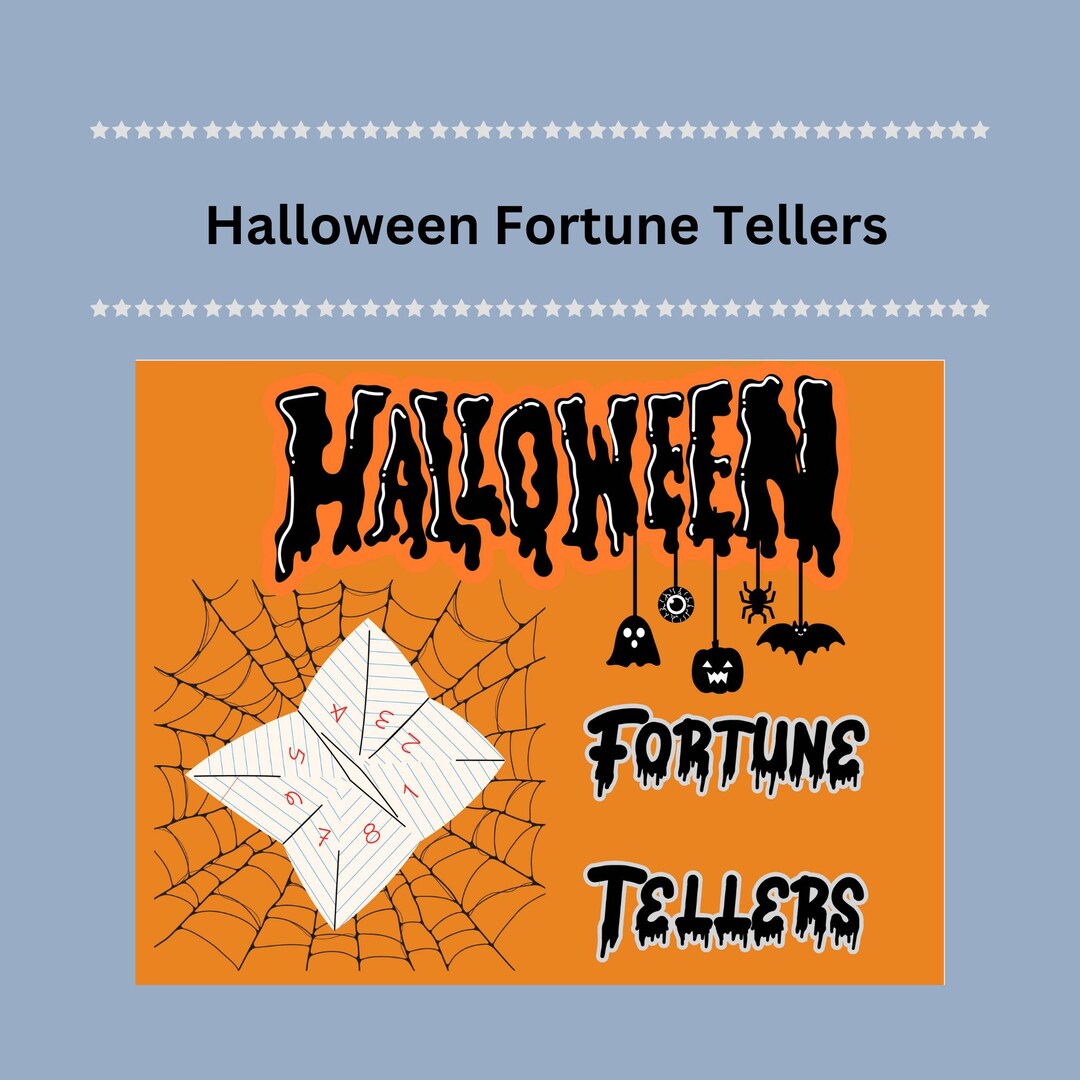 7 Halloween Fortune Tellers Printable Game for Kids/black Cat, Witch ...