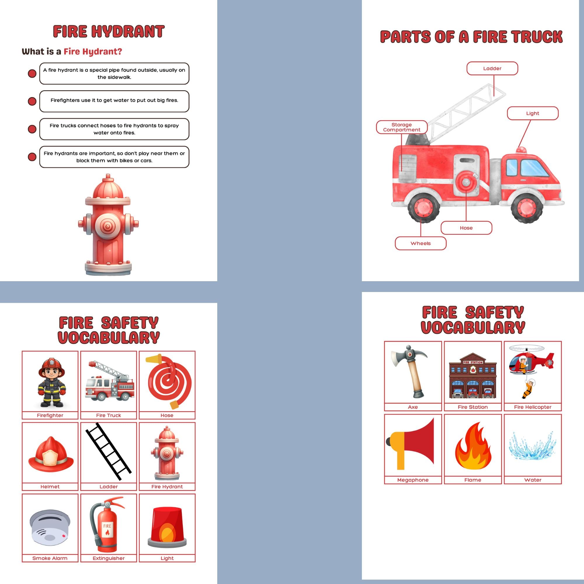 Fire Safety Printable Pack for Kids: Educational Worksheets (ages 4-8 ...