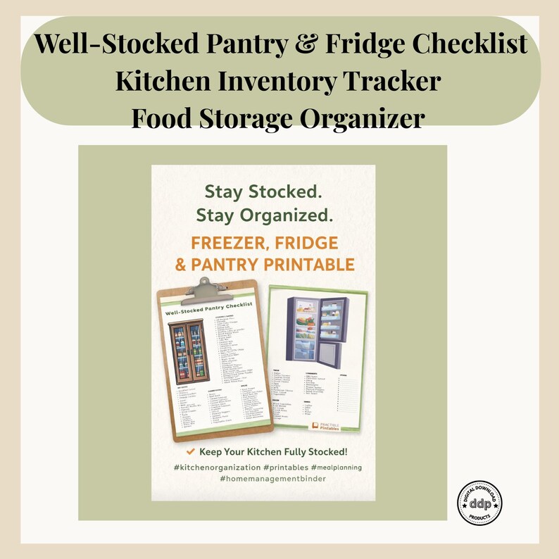 Well-stocked Pantry Fridge Checklist Printable | Kitchen Inventory ...