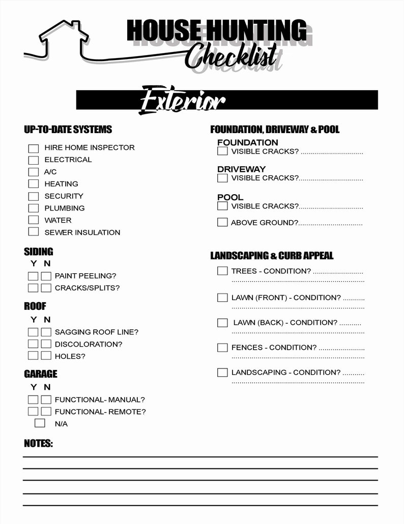 House Hunting Checklist / 51 Page Printable Checklist - Etsy