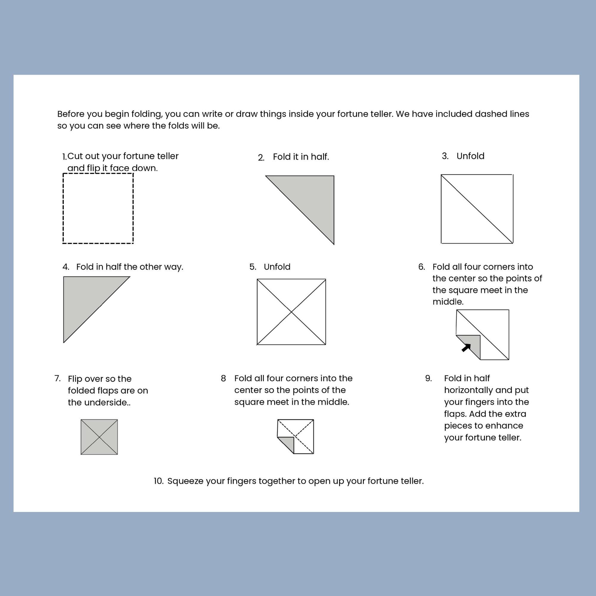 7 Halloween Fortune Tellers Printable Game for Kids/black Cat, Witch ...