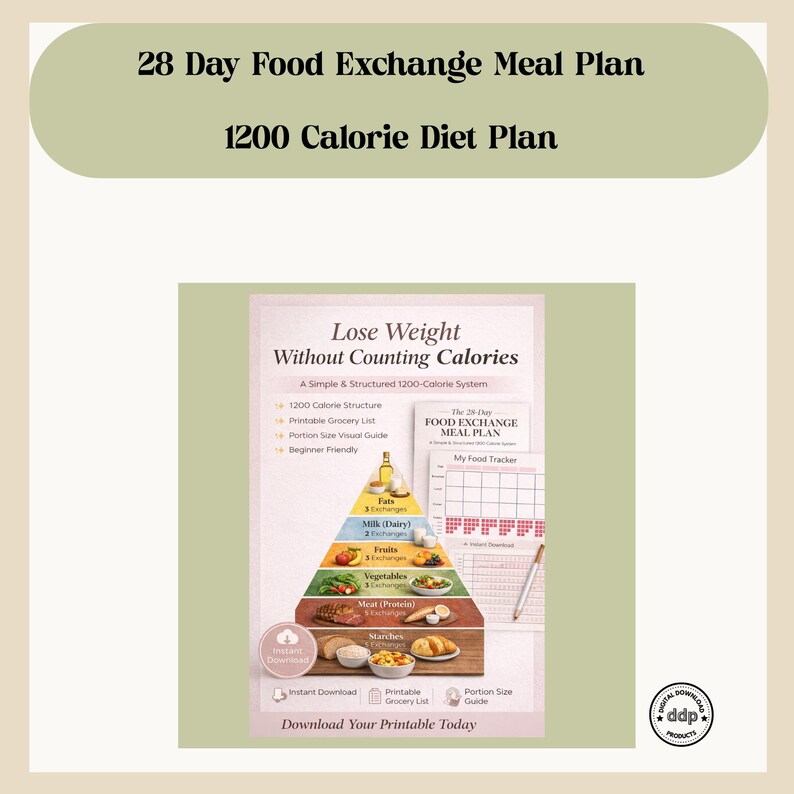 28-day Food Exchange Meal Plan | 1200 Calorie Diet, Weight Loss ...