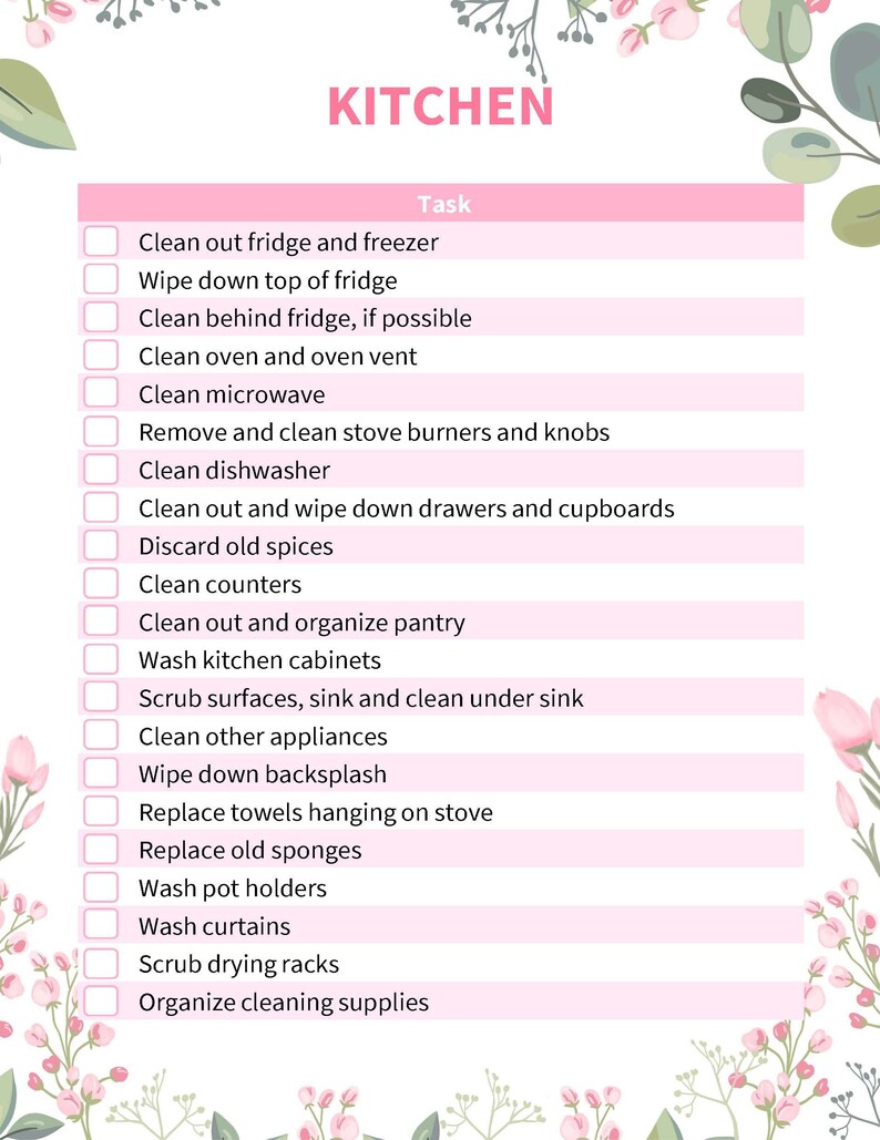 Spring Cleaning Checklists / 18 Page Printable Cleaning Log - Etsy