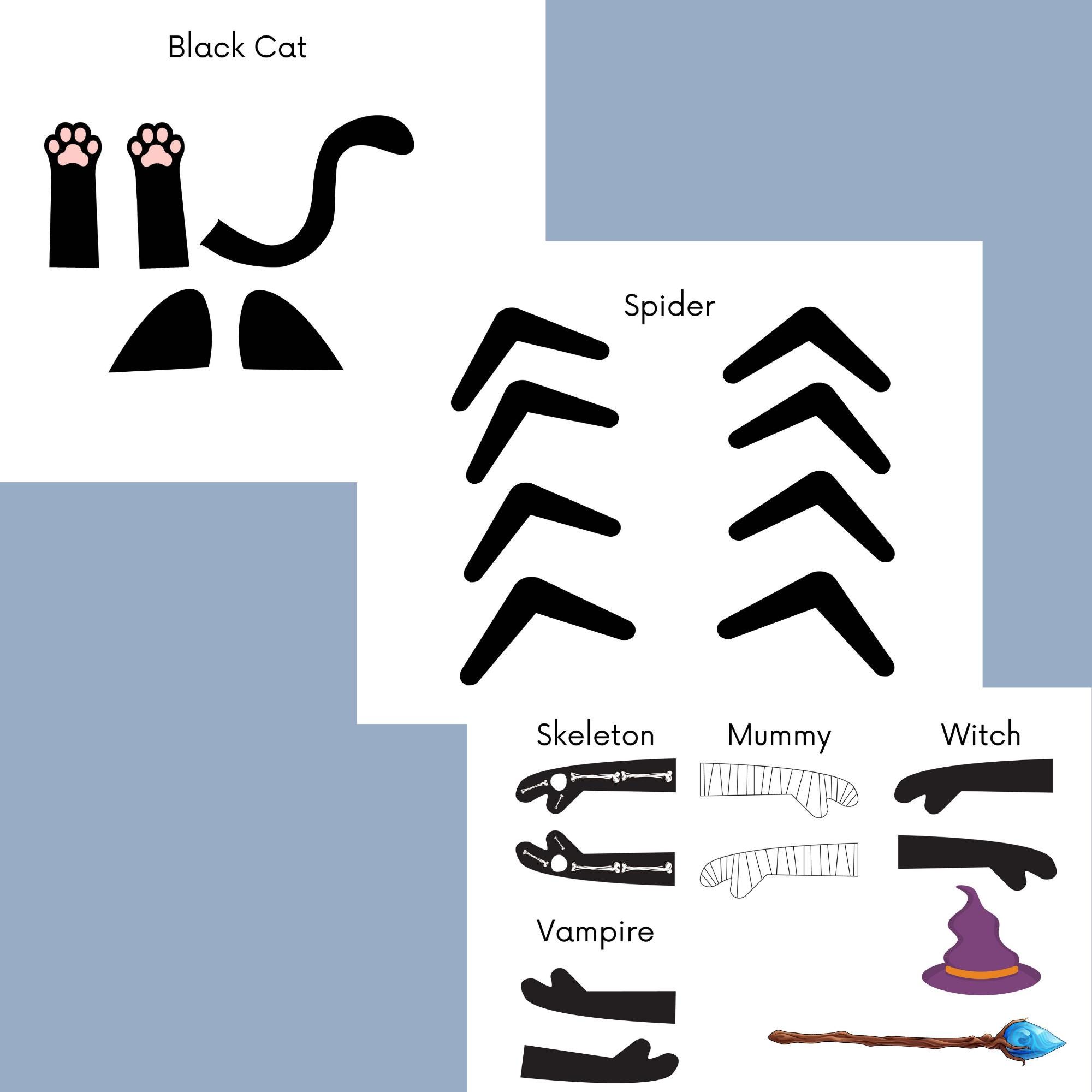 7 Halloween Fortune Tellers Printable Game for Kids/black Cat, Witch ...