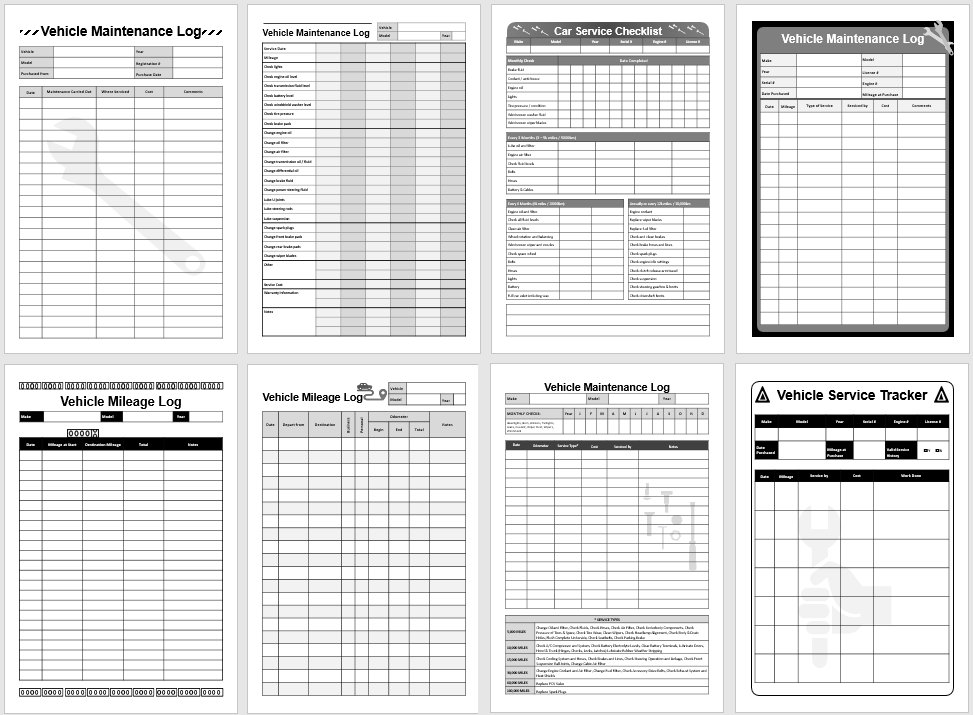 Vehicle Maintenance Templates / 8 Assorted Printable Trackers - Etsy