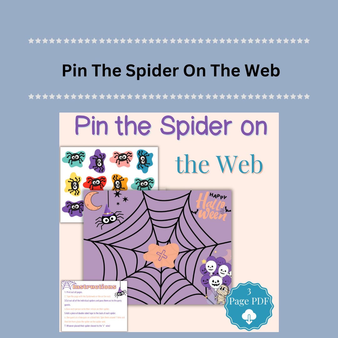 Printable Halloween Spider Web Game: Kids Party Activity PDF - Instant ...