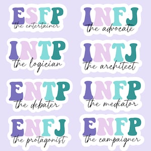 Myers Briggs Personality Stickers | Personality Type Stickers | Gift ...