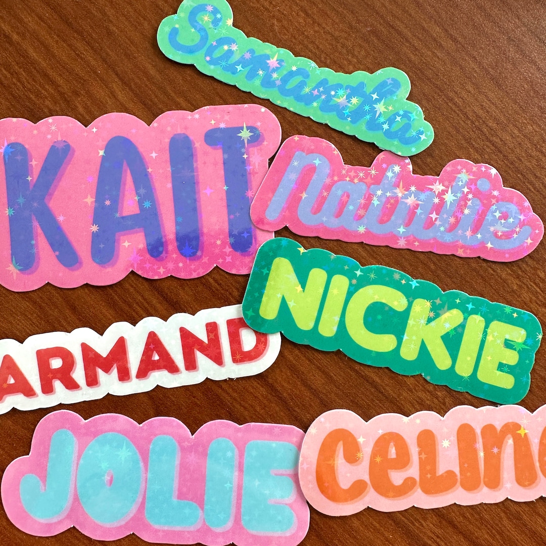 Custom Name Stickers | Holographic Name Stickers for Water Bottles ...