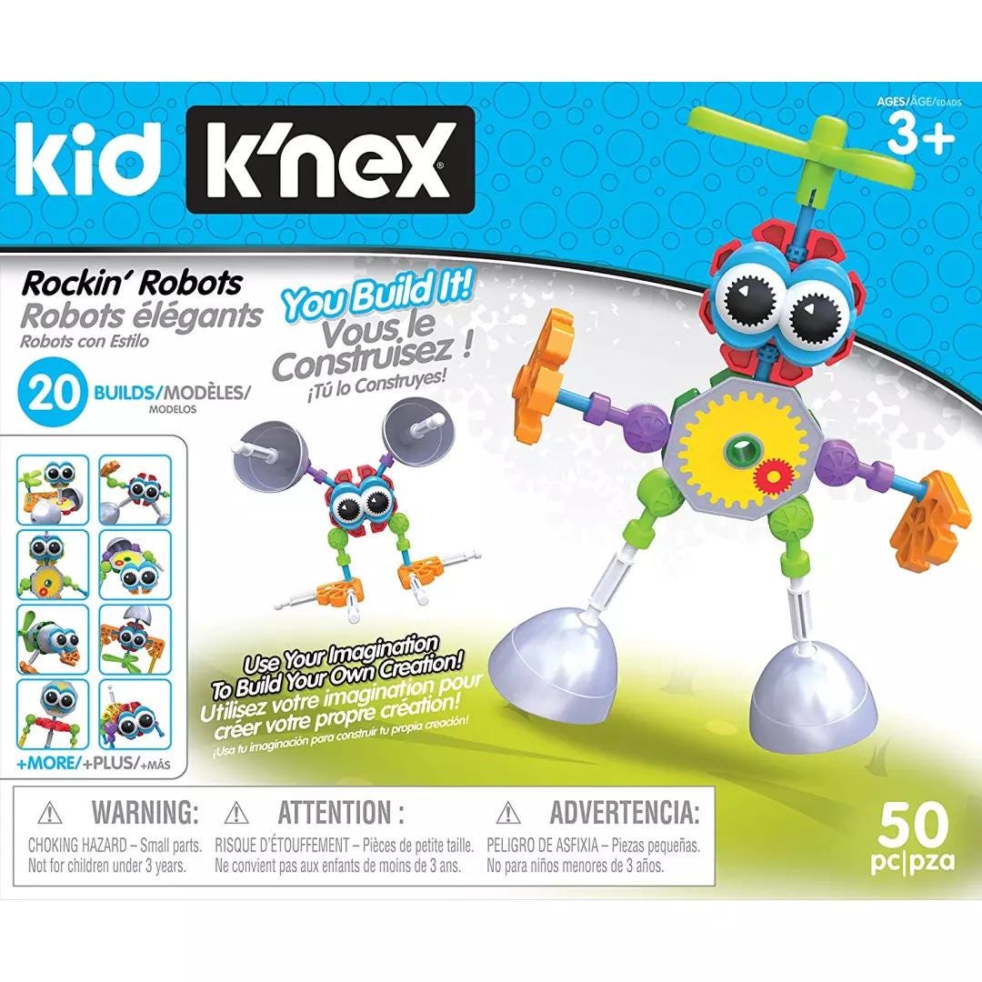 Kid K'nex Kid Rockin' Robots Construction Building Set With 50 Pieces ...