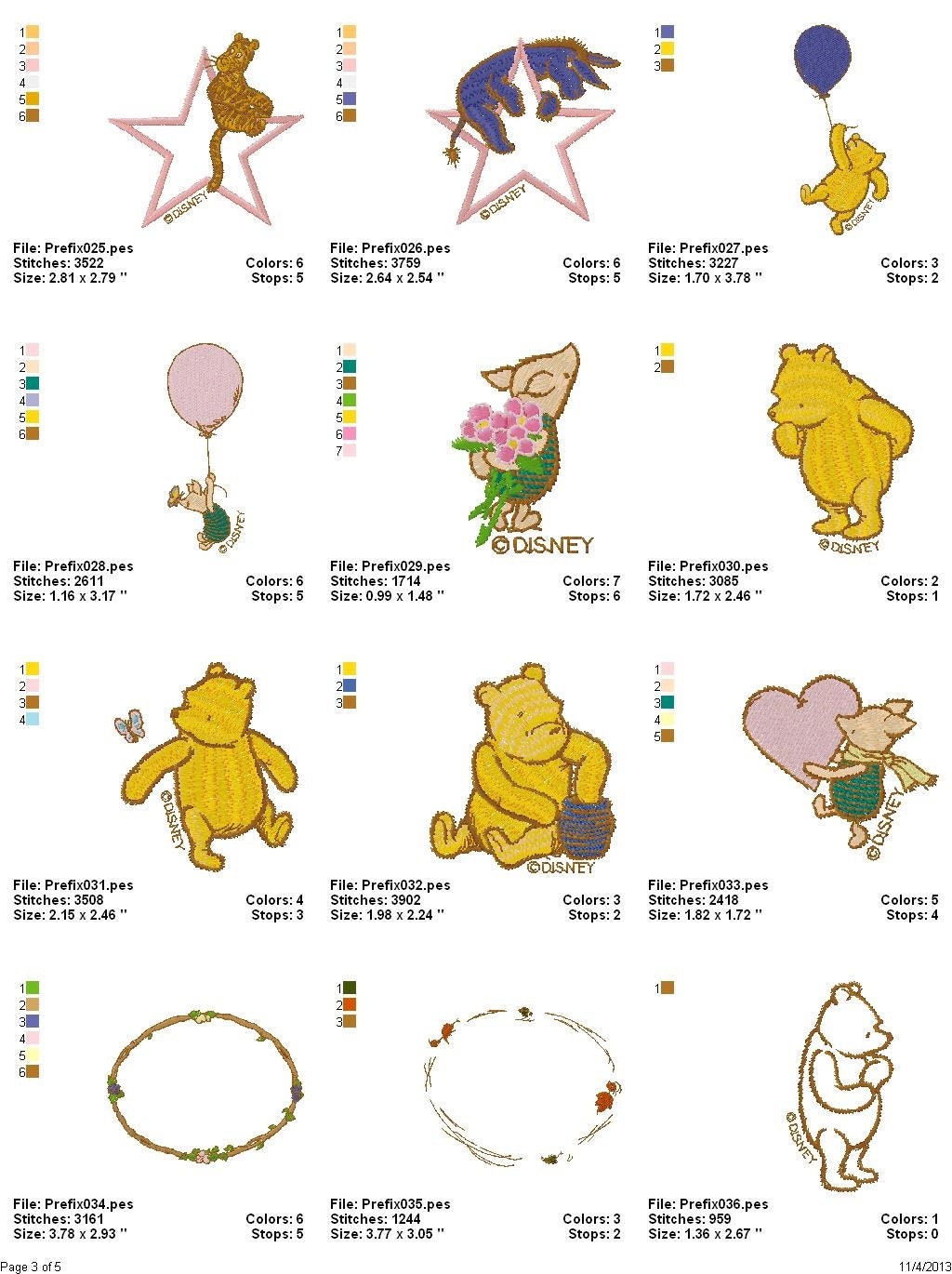 Classic Winnie the Pooh Embroidery Files, 53 Designs All Formats ...