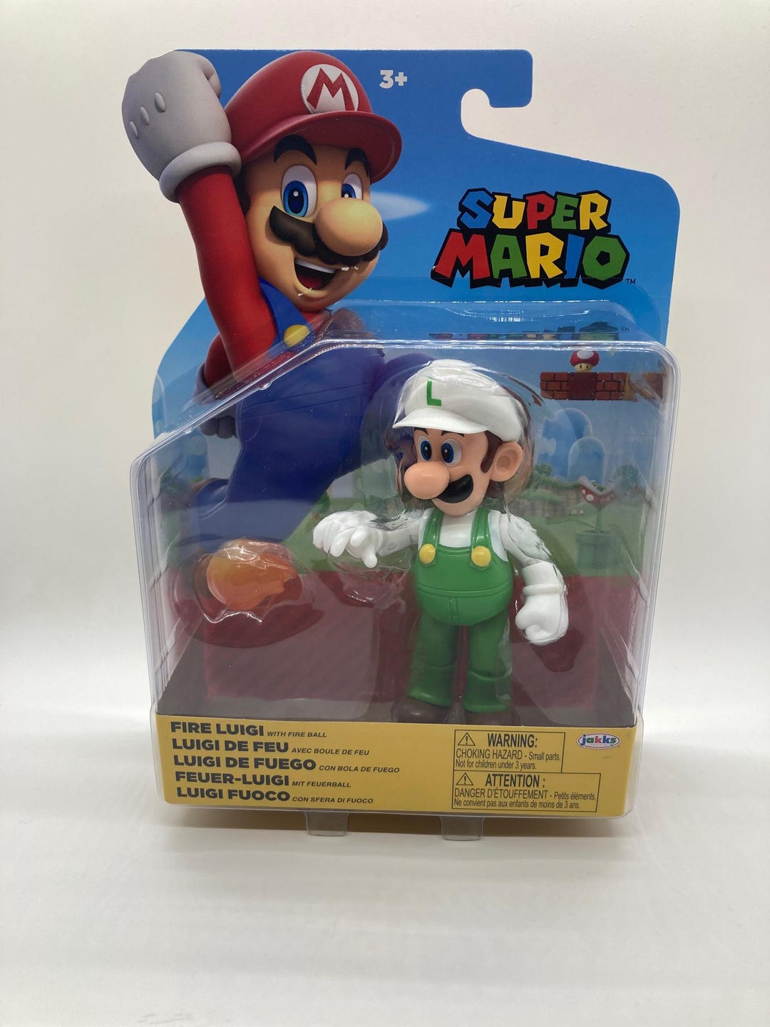 Super Mario Fire Luigi 4" Action Figure W/ Fireball Accessory JAKKS ...