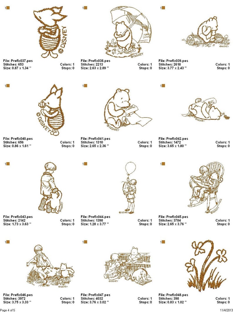 Classic Winnie the Pooh Embroidery Files, 53 Designs All Formats ...