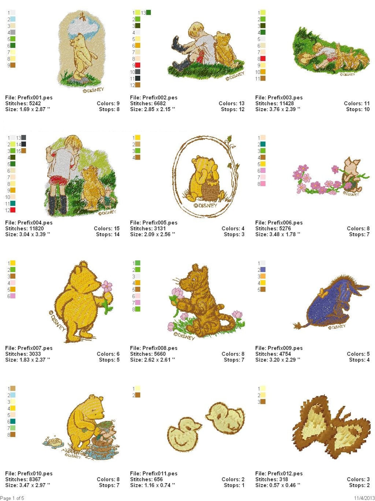 Classic Winnie the Pooh Embroidery Files, 53 Designs All Formats ...