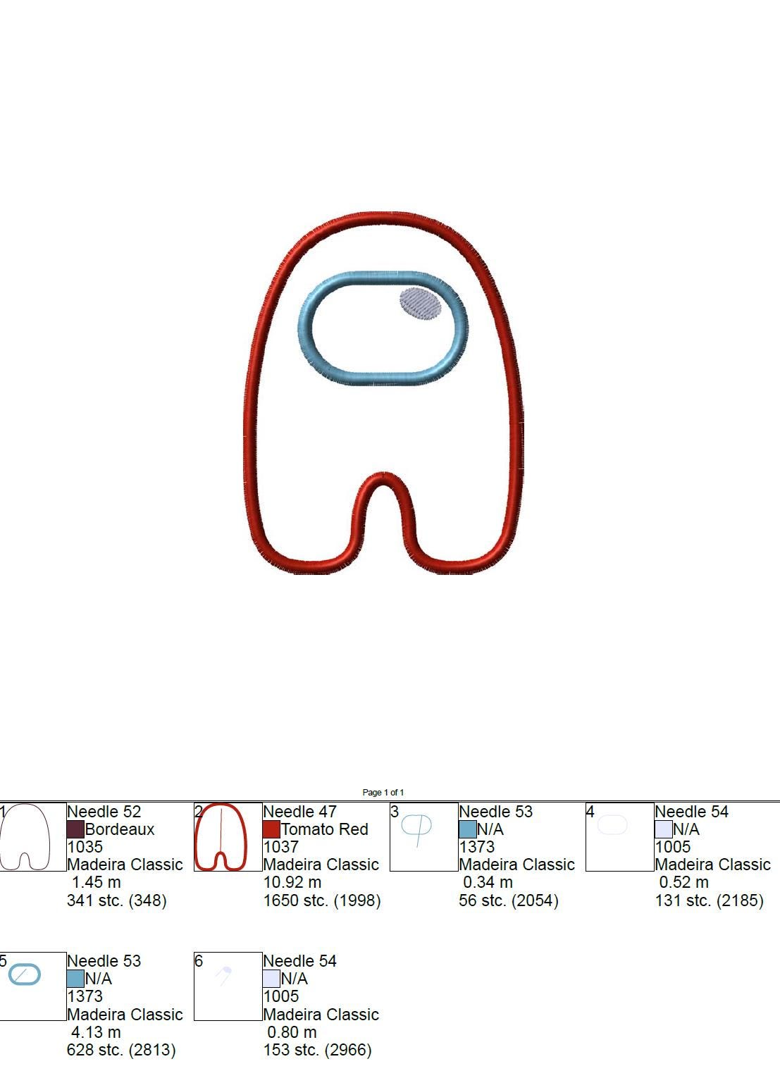 Among Us Digital Machine Embroidery Applique Design Set- All Formats ...