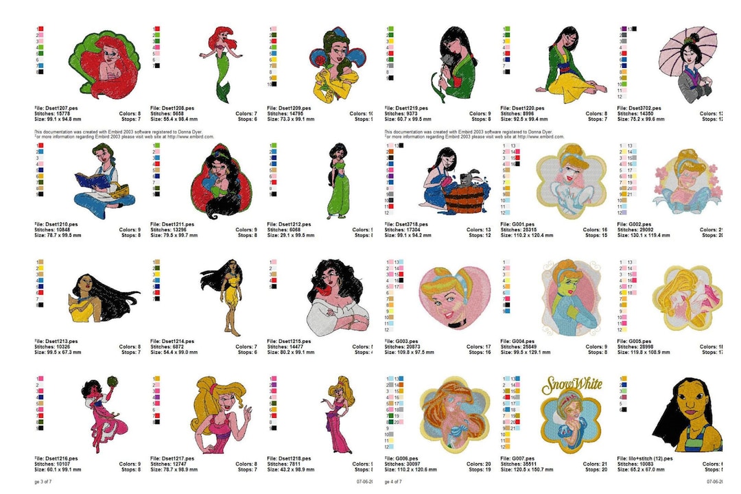 Cartoon Animated Princess Designs - Embroidery Machine Files 80+ of All ...