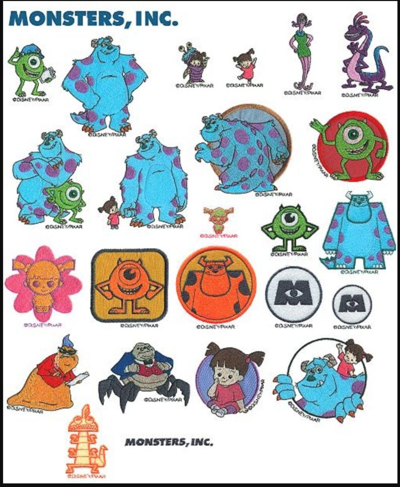 Monsters Love Sully Boo Mike Embroidery Design 23 Files - 4x4 Hoops - Etsy