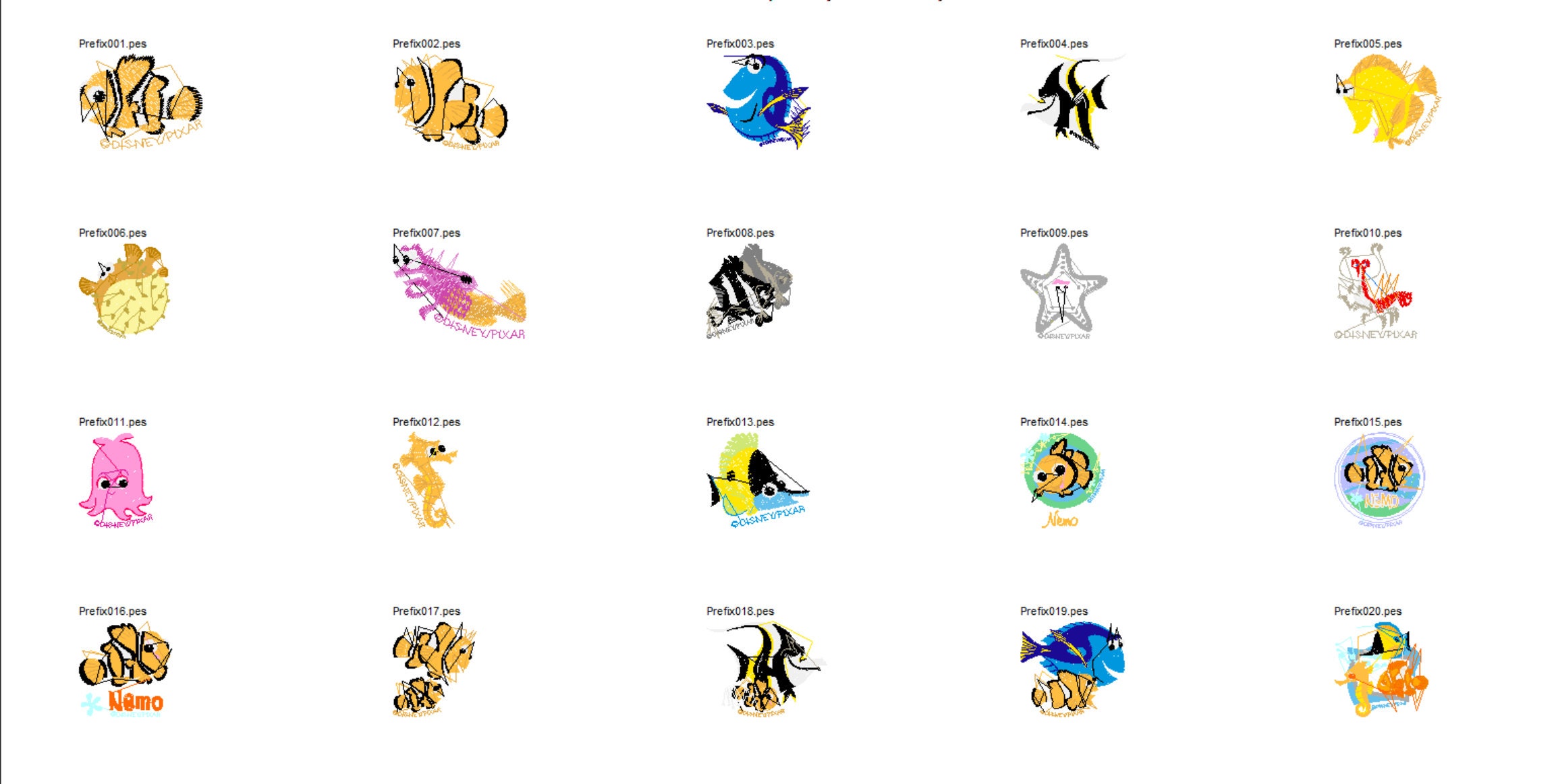 Nemo Embroidery Files - 29 Designs 4x4 - All Formats Findingnemo, Fish ...