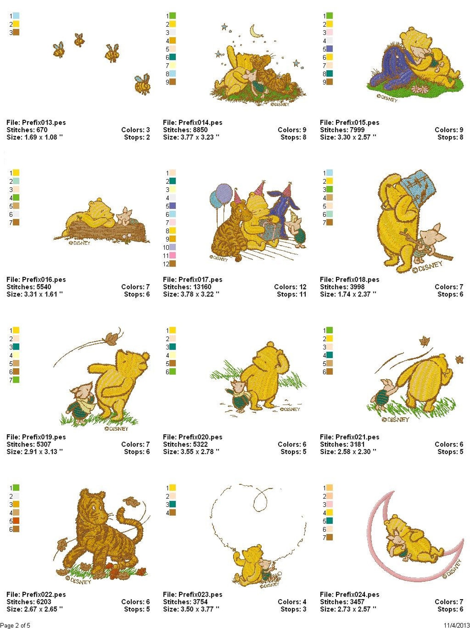 Classic Winnie the Pooh Embroidery Files, 53 Designs All Formats ...