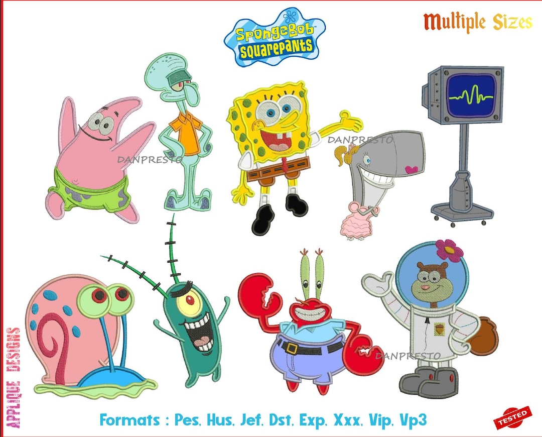 Sponge Square 9 Embroidery Applique Machine Files, Multiple Formats and ...