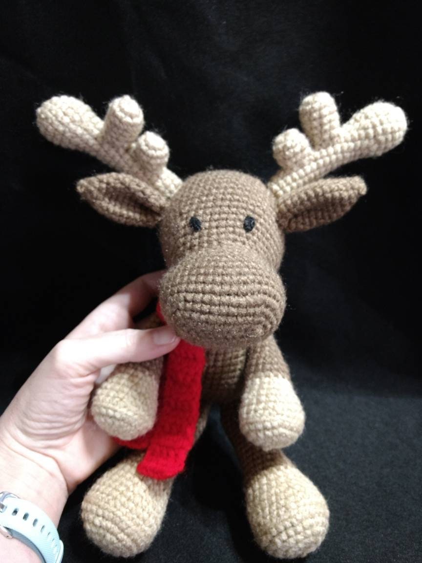 Small Stuffed Moose Crochet Moose With Scarf Moose Decoration - Etsy