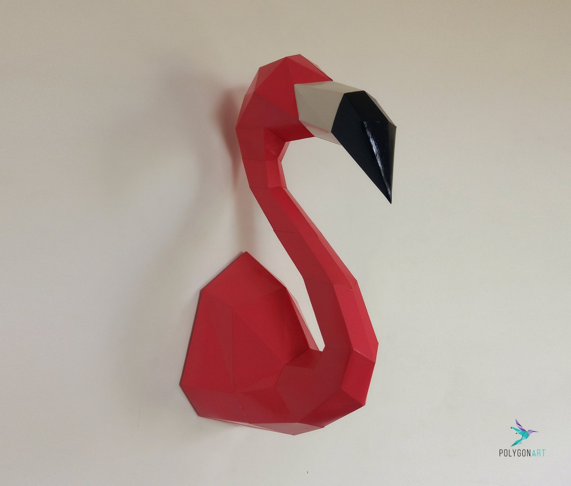 Flamingo 3d papercraft model wall decor diy summer decoration - Etsy España