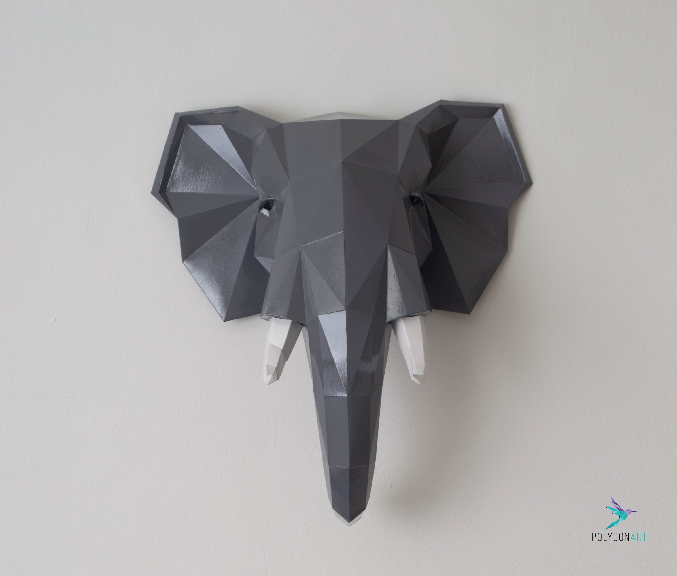 Elephant 3d Papercraft Template, Wall Sculpture Decor Elephant Head Diy ...