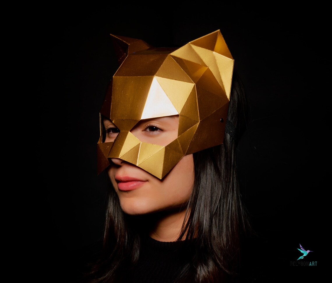 Cat Mask Paper Craft Template, Masquerade Masks, Diy Animal Mask 3d ...