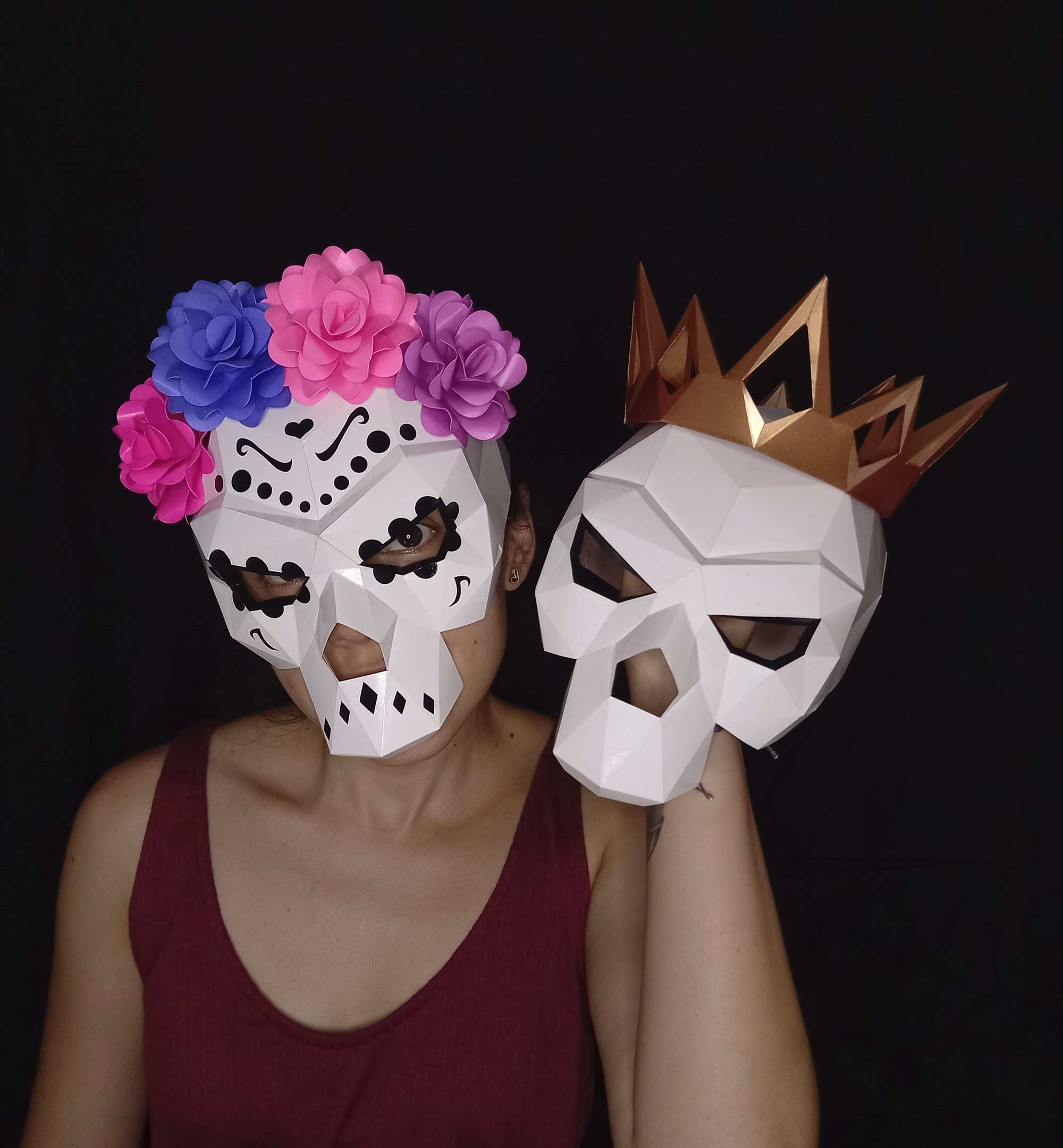 Skull King Mask 3D Papercraft Template Low Poly Paper Mask - Etsy