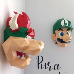 Bowser papercraft 3d, mario bros digital template origami, Digital ...