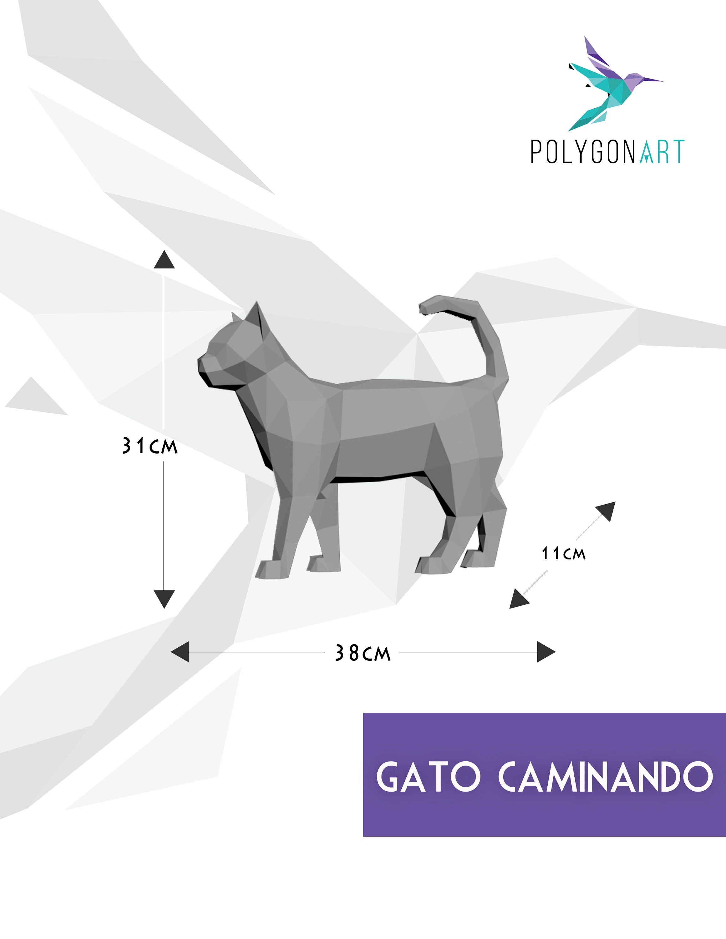 Cat Paper Craft, Cat Lover Gift, Origami, Diy Animal, Low Poly ...