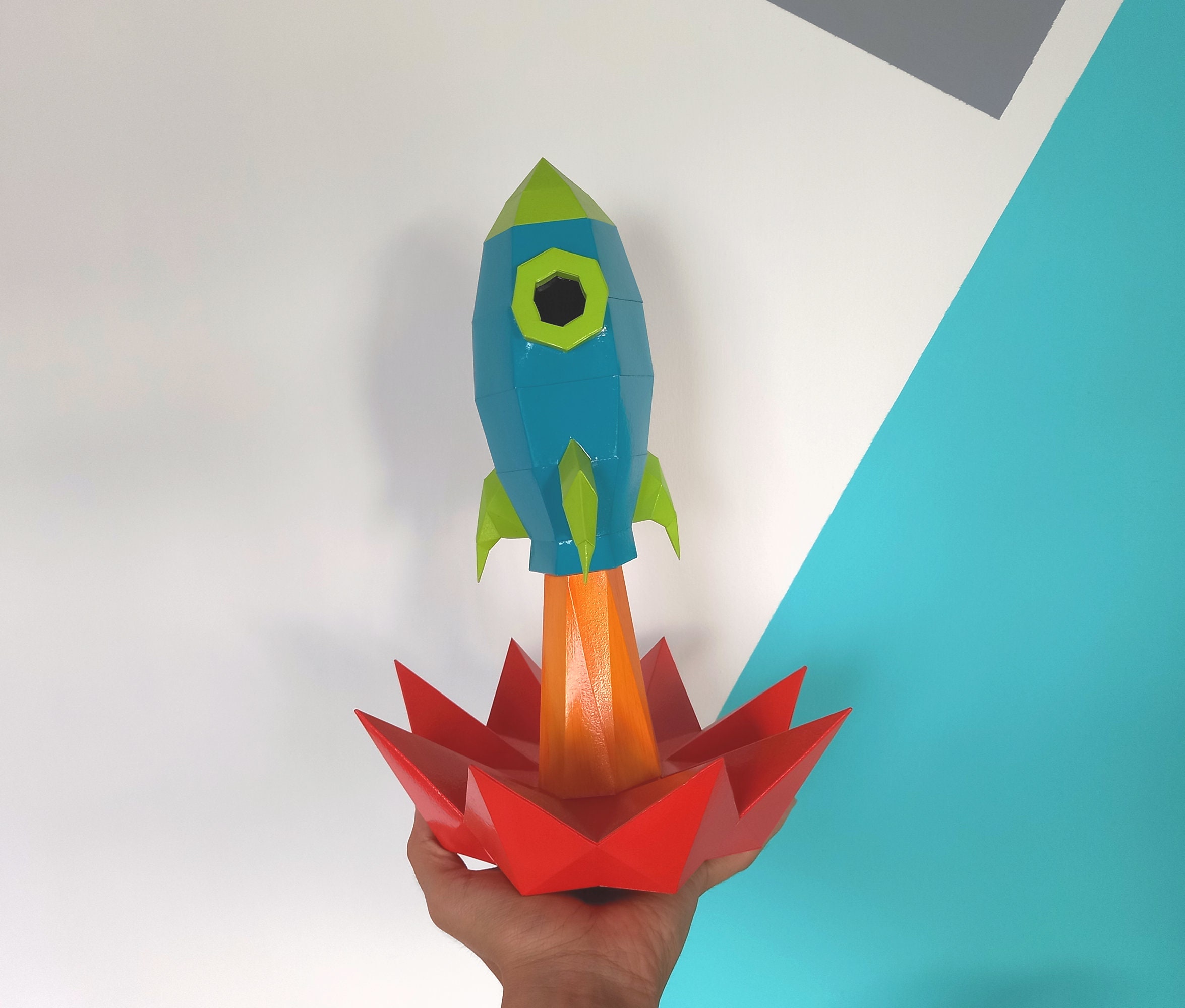 Diy craft rocket papercraft model lowpoly paper skyrocket - Etsy México